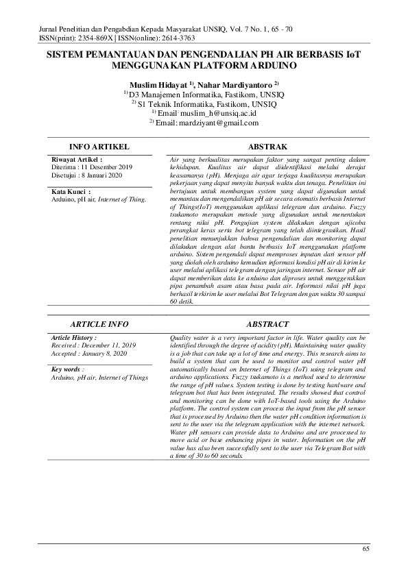 (PDF) Sistem Pemantauan dan Pengendalian pH Air Berbasis IoT Menggunakan Platform Arduino ...