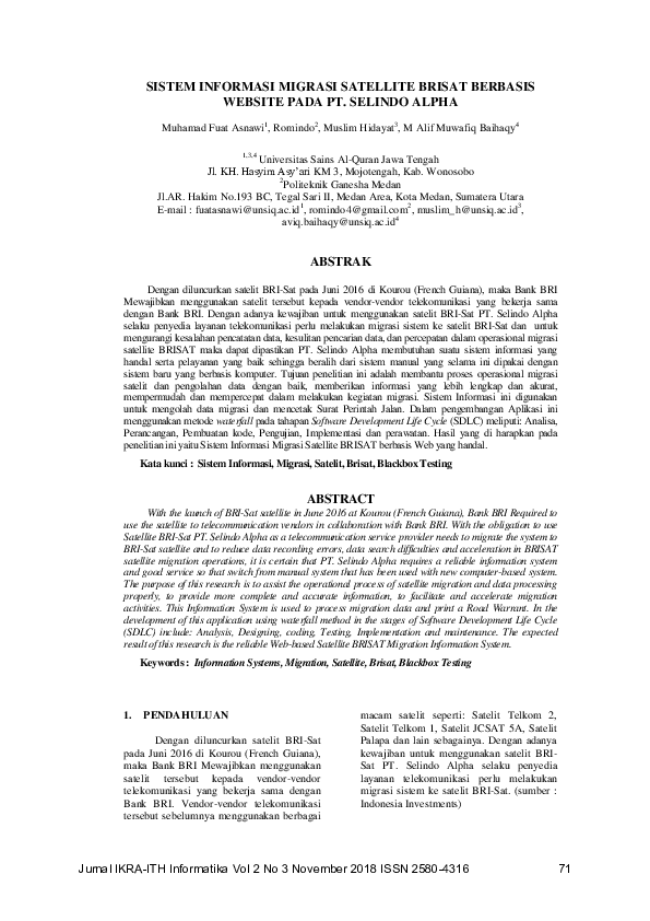 (PDF) Sistem Informasi Migrasi Satellite Brisat Berbasis Website Pada ...