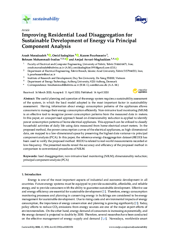 Pdf Improving Residential Load Disaggregation For Sustainable Development Of Energy Via
