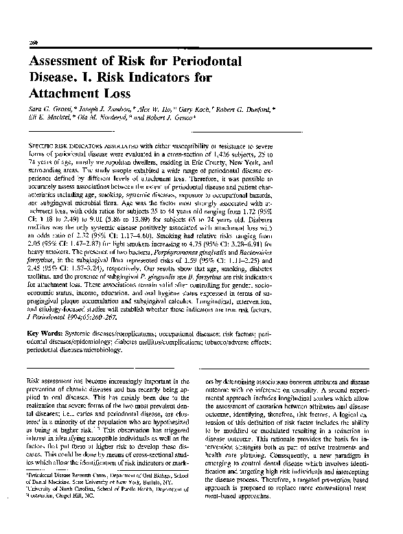 (PDF) Assessment of Risk for Periodontal Disease. I. Risk Indicators ...