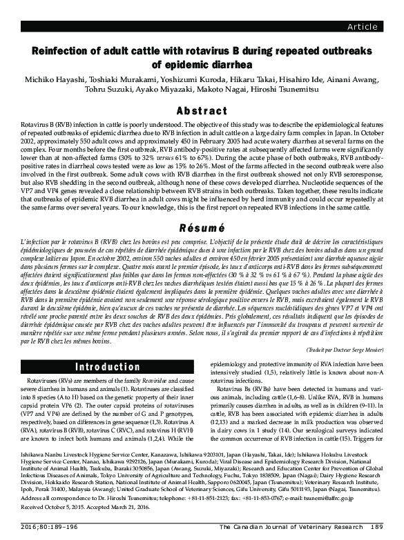 (PDF) Reinfection of adult cattle with rotavirus B during repeated ...