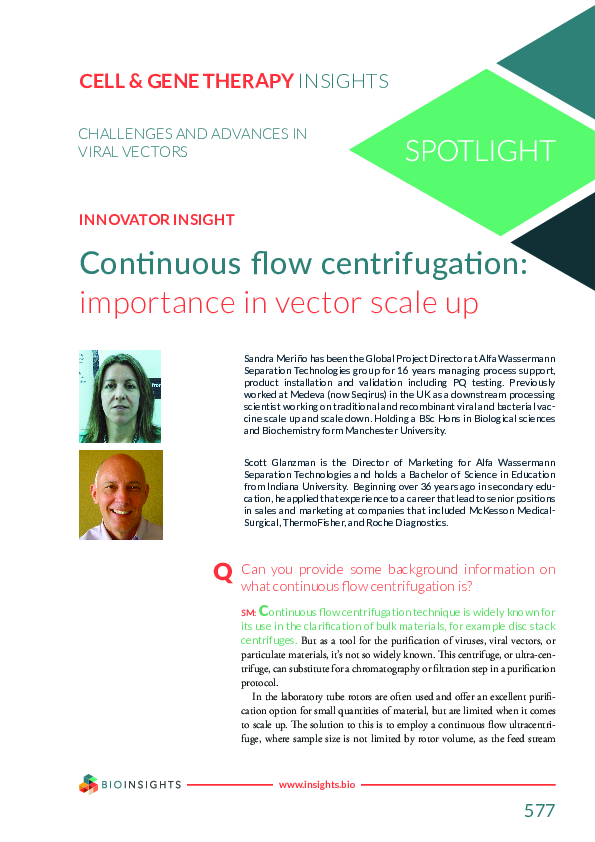 (PDF) Continuous flow centrifugation: importance in vector scale up