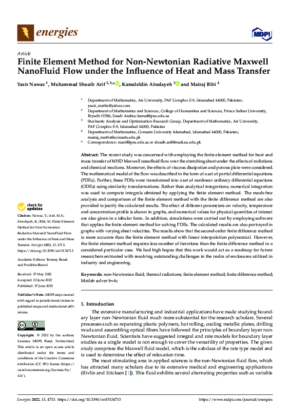 (PDF) Finite Element Method for Non-Newtonian Radiative Maxwell NanoFluid Flow under the ...