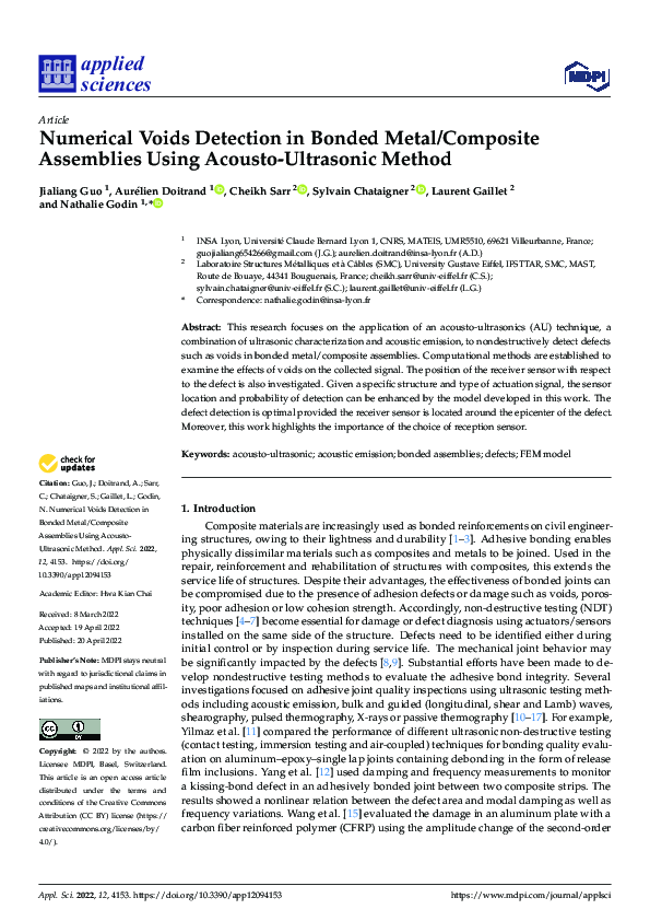 (PDF) Numerical Voids Detection in Bonded Metal/Composite Assemblies ...