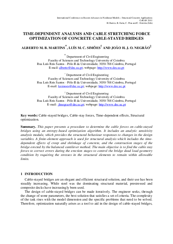 (PDF) Time-dependent Analysis and Cable Stretching Force Optimization ...