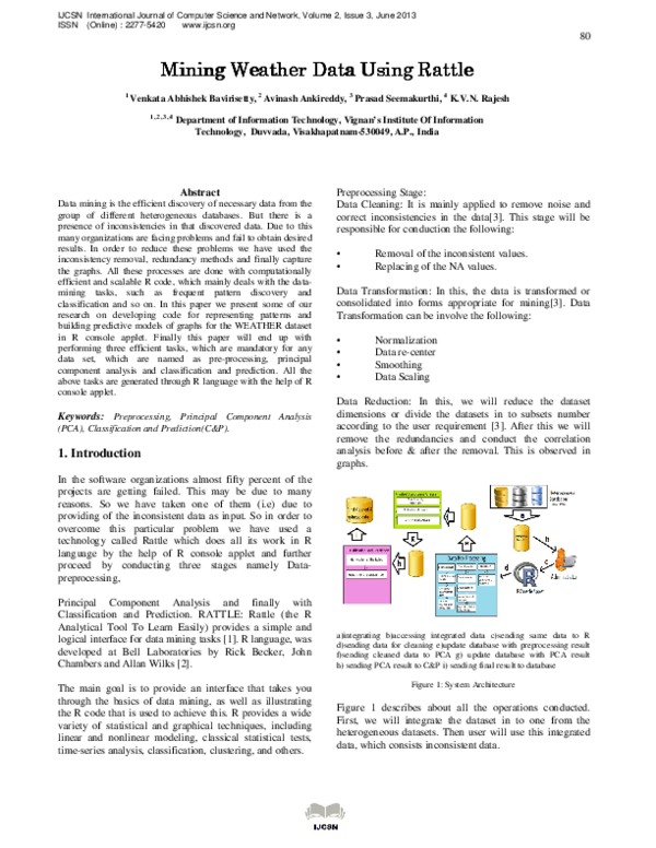 (PDF) Mining Weather Data Using Rattle