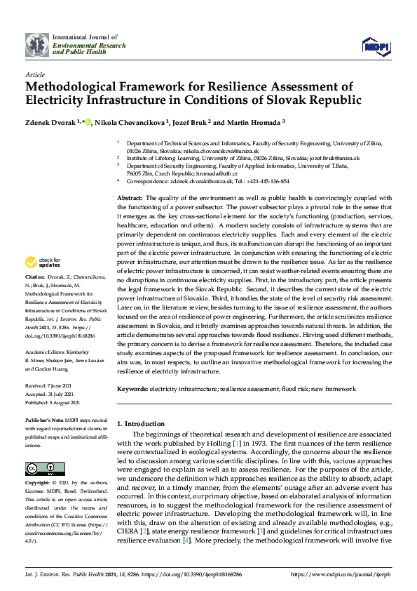 (PDF) Methodological Framework for Resilience Assessment of Electricity Infrastructure in ...
