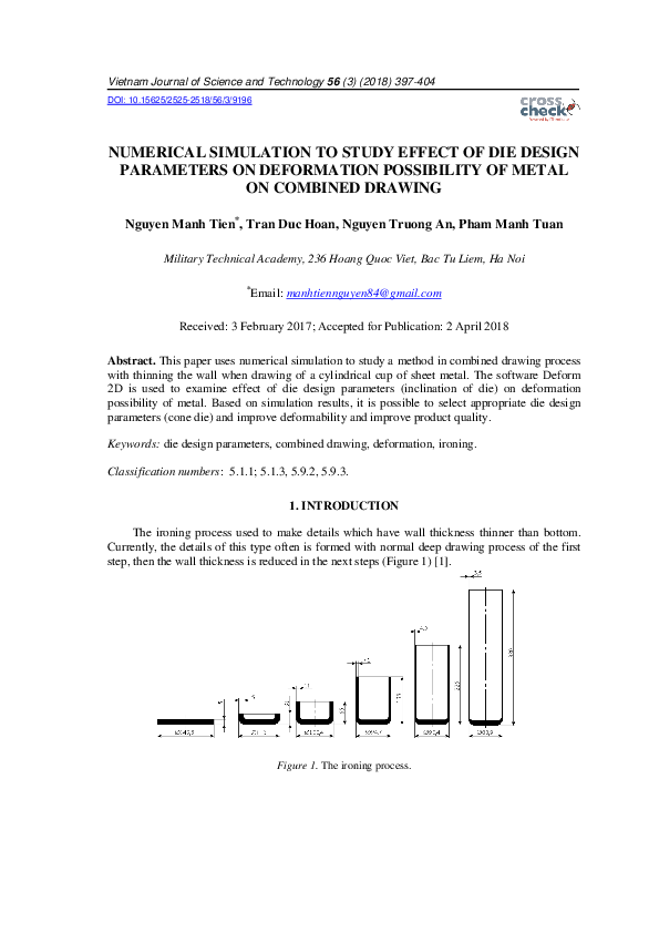 (PDF) Numerical Simulation to Study Effect of Die Design Parameters on ...