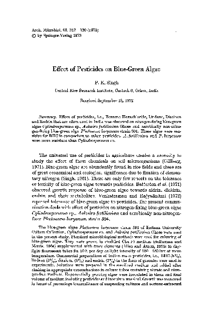 (PDF) Effect of pesticides on blue-green algae