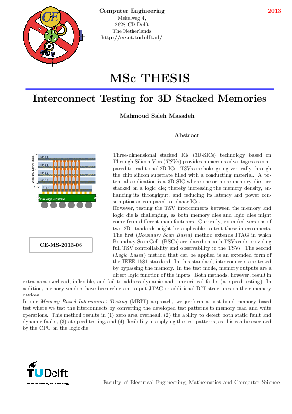 Pdf Interconnect Test For 3d Stacked Memory On Logic