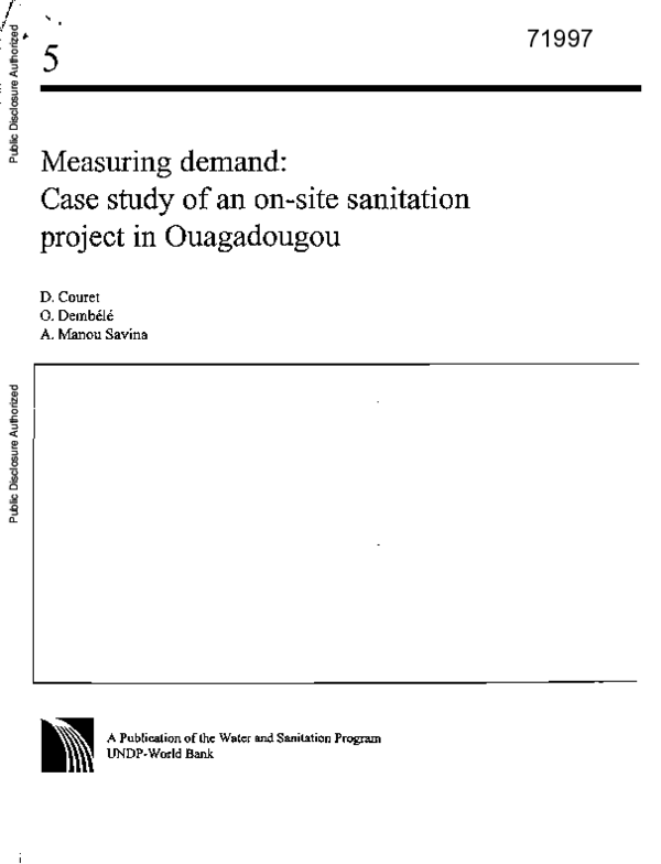 (PDF) Measuring demand : case study of an on-site sanitation project in Ouagadougou