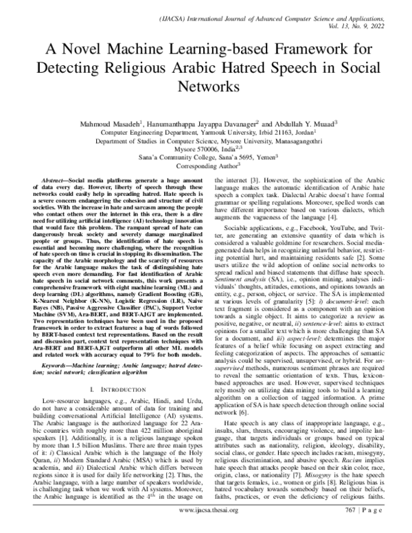 (PDF) A Novel Machine Learning-based Framework for Detecting Religious ...