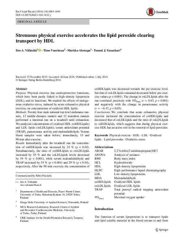 (PDF) Strenuous physical exercise accelerates the lipid peroxide ...