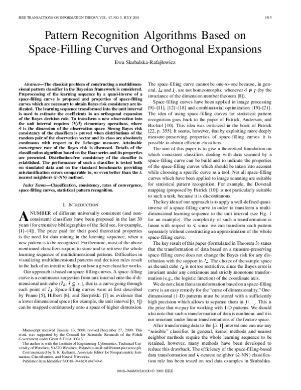 (PDF) Pattern recognition algorithms based on space-filling curves and ...