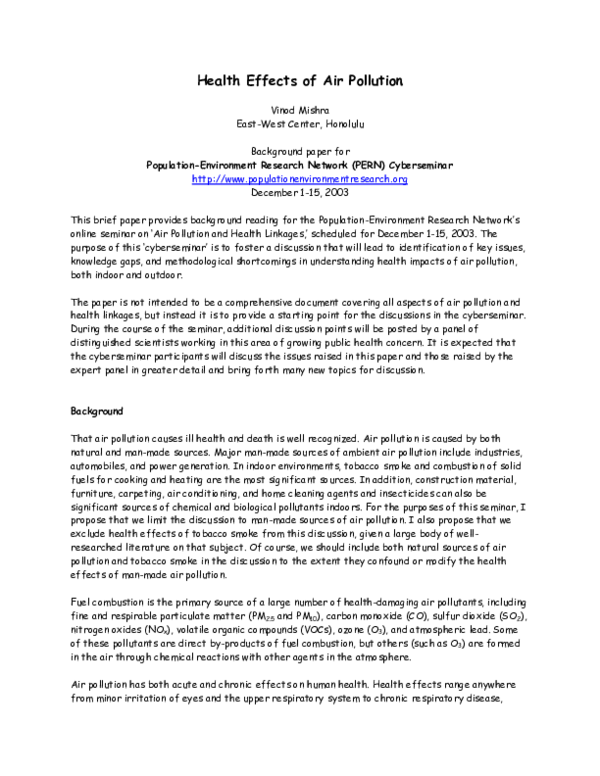 (PDF) Health effects of air pollution