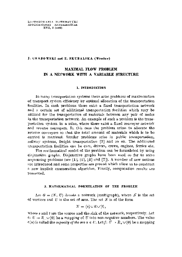 Pdf Maximal Flow Problem In A Network With A Variable Structure 0407
