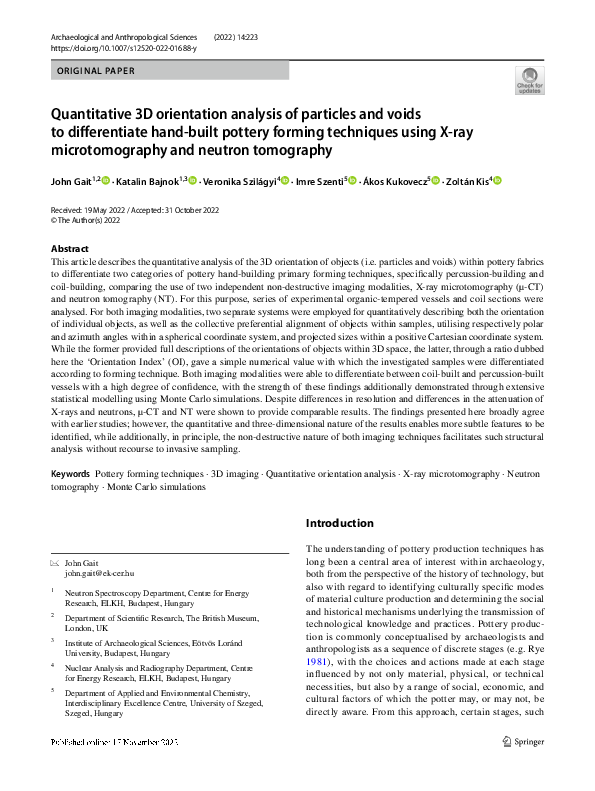 (PDF) Quantitative 3D orientation analysis of particles and voids to differentiate hand-built ...