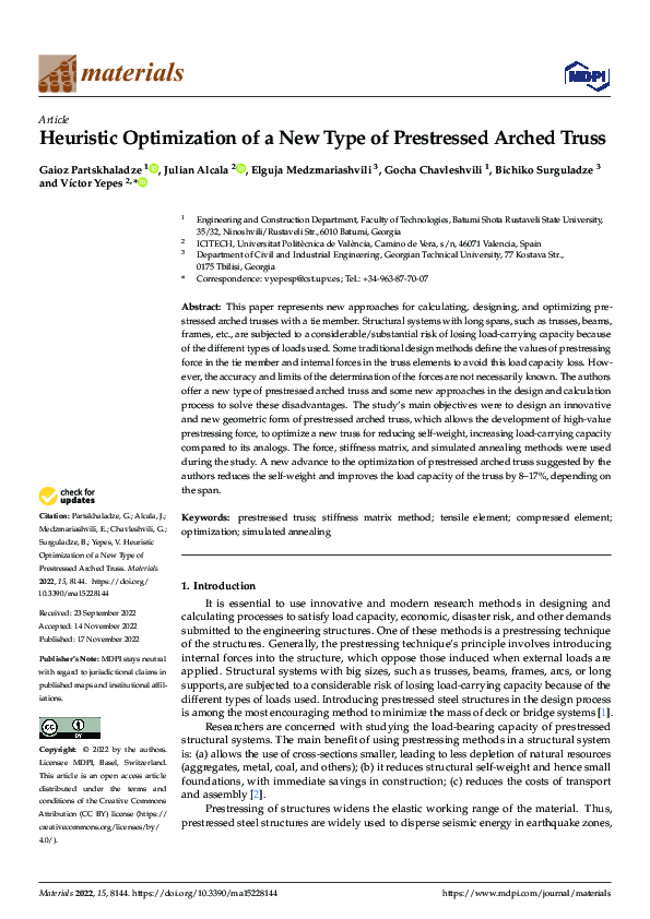 (PDF) Heuristic Optimization of a New Type of Prestressed Arched Truss