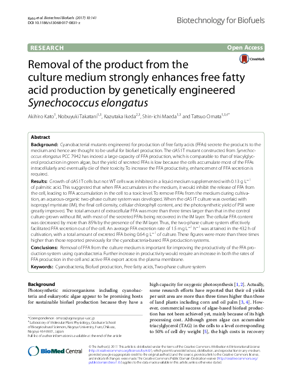 (PDF) Removal of the product from the culture medium strongly enhances ...