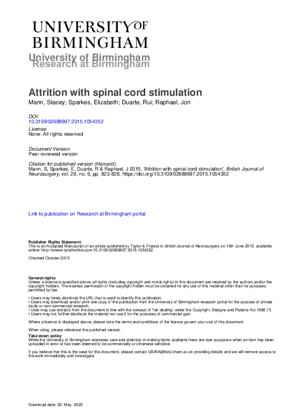 (PDF) Attrition with spinal cord stimulation