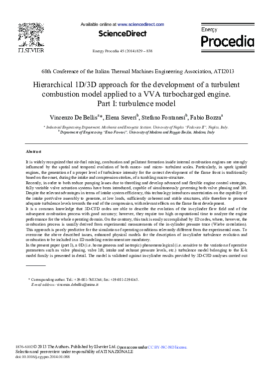 (PDF) Hierarchical 1D/3D approach for the development of a turbulent combustion model applied to ...