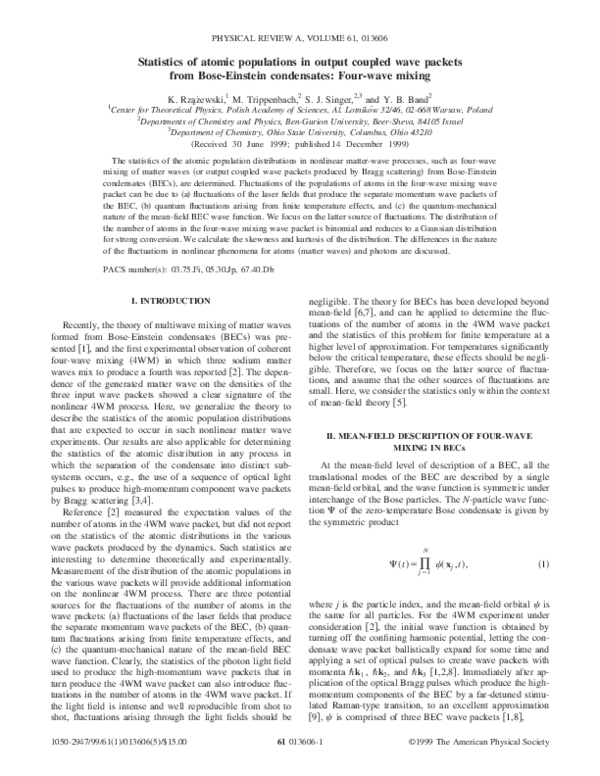 (PDF) Statistics of atomic populations in output coupled wave packets ...