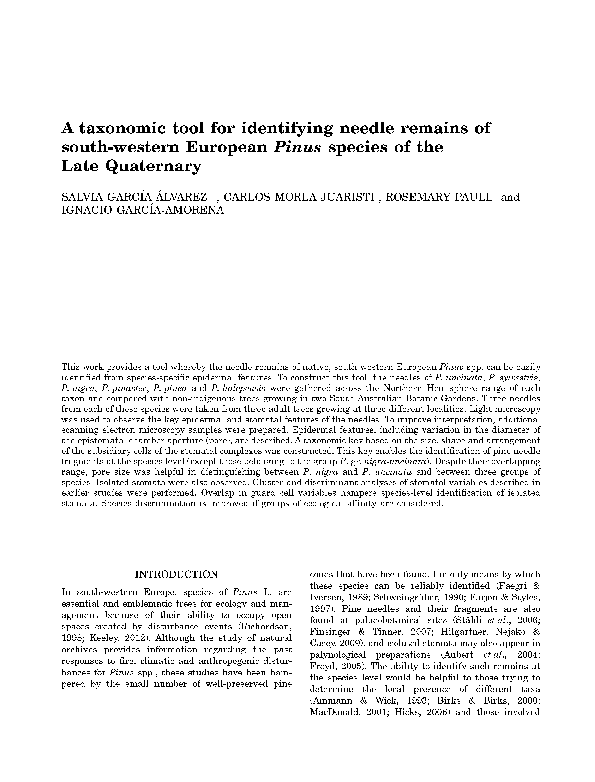 (PDF) A taxonomic tool for identifying needle remains of south-western ...