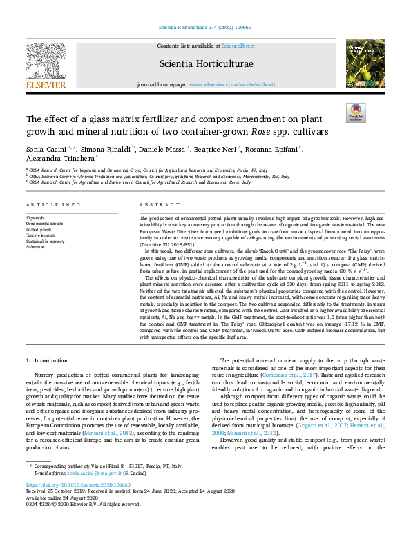 (PDF) The effect of a glass matrix fertilizer and compost amendment on ...