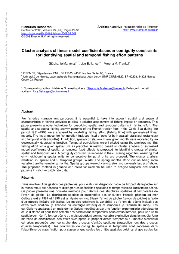Pdf Cluster Analysis Of Linear Model Coefficients Under Contiguity Constraints For Identifying