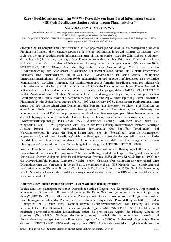 (PDF) Zeno-GeoMediationssystem im WWW-Potentiale von Issue Based ...