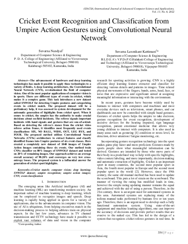 (PDF) Cricket Event Recognition and Classification from Umpire Action Gestures using ...