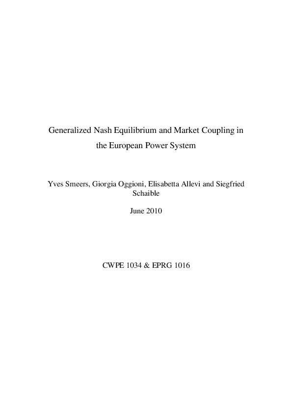 (PDF) Generalized Nash Equilibrium and market coupling in the European ...