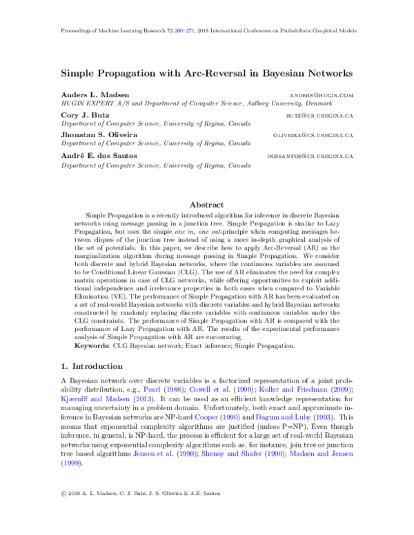 (PDF) Simple Propagation with Arc-Reversal in Bayesian Networks