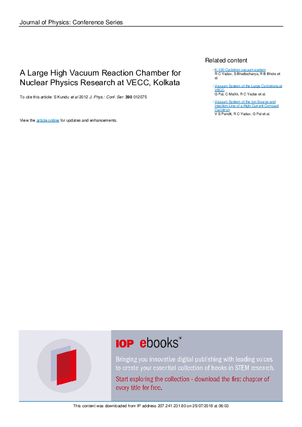 (PDF) A Large High Vacuum Reaction Chamber for Nuclear Physics Research ...