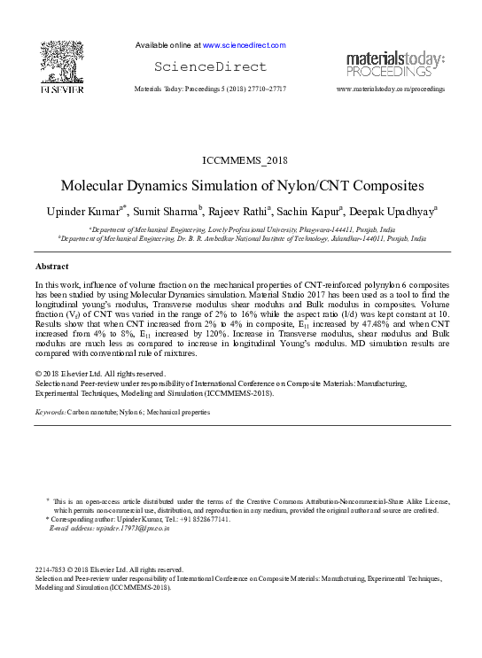 (PDF) Molecular Dynamics Simulation of Nylon/CNT Composites