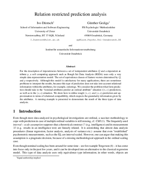 (PDF) Relation restricted prediction analysis