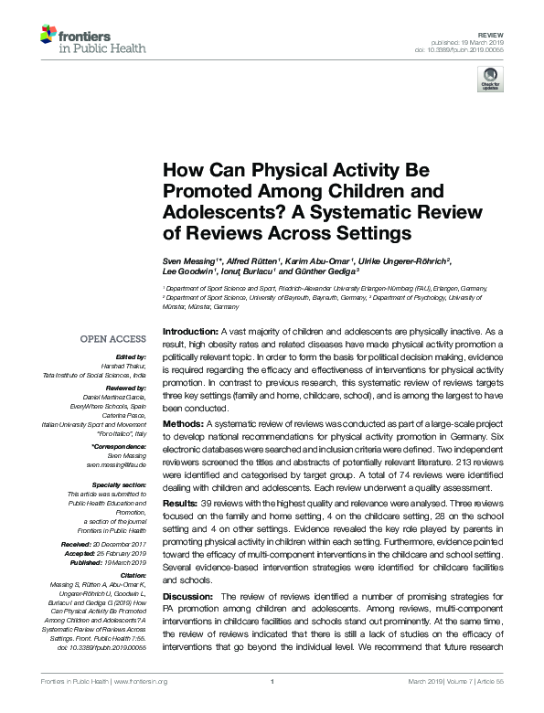 (PDF) How Can Physical Activity Be Promoted Among Children and Adolescents? A Systematic Review ...