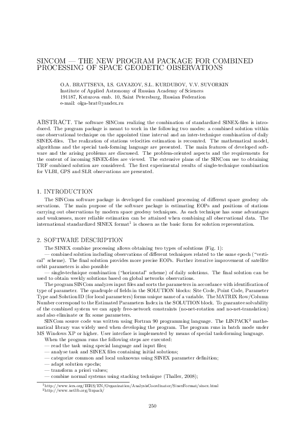 (PDF) SINCom: New Tool for Combining Geodetic Data
