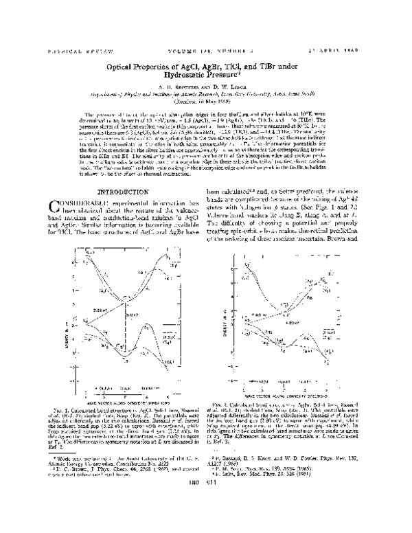 (PDF) Optical Properties of AgCl, AgBr, TlCl, and TlBr under Hydrostatic Pressure