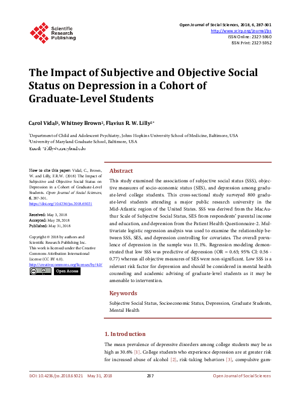 (PDF) The Impact of Subjective and Objective Social Status on ...