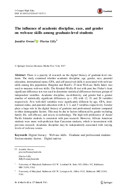 (PDF) The influence of academic discipline, race, and gender on web-use ...
