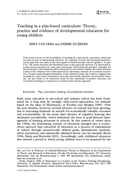 (PDF) Teaching in a play-based curriculum: Theory, practice and ...