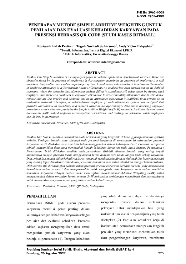 (PDF) Penerapan Metode Simple Additive Weighting Untuk Penilaian Dan ...