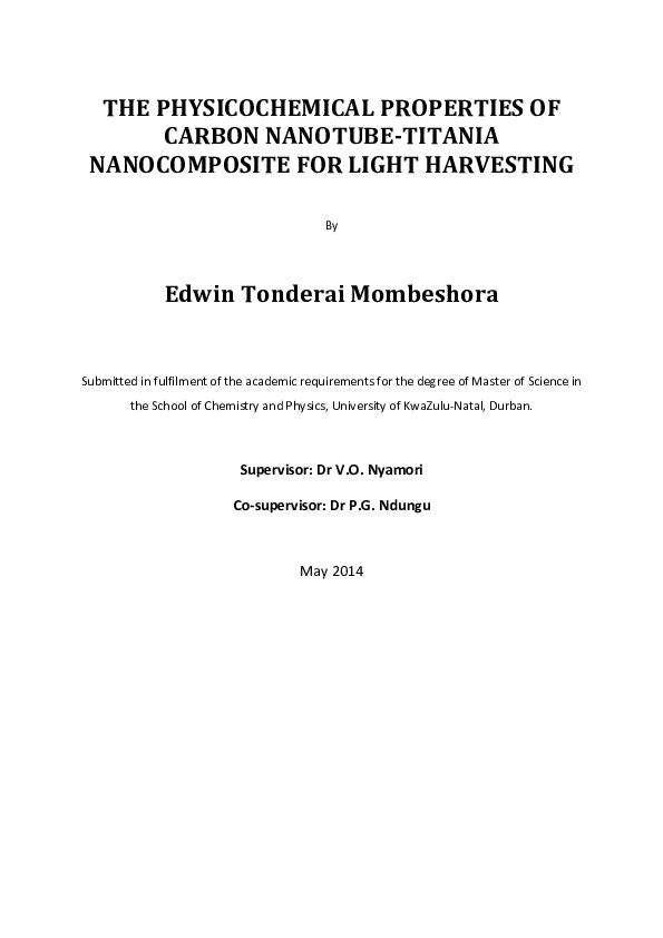 (PDF) The physicochemical properties of carbon nanotube-titania ...