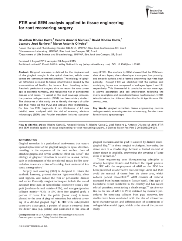 (PDF) FTIR and SEM analysis applied in tissue engineering for root recovering surgery
