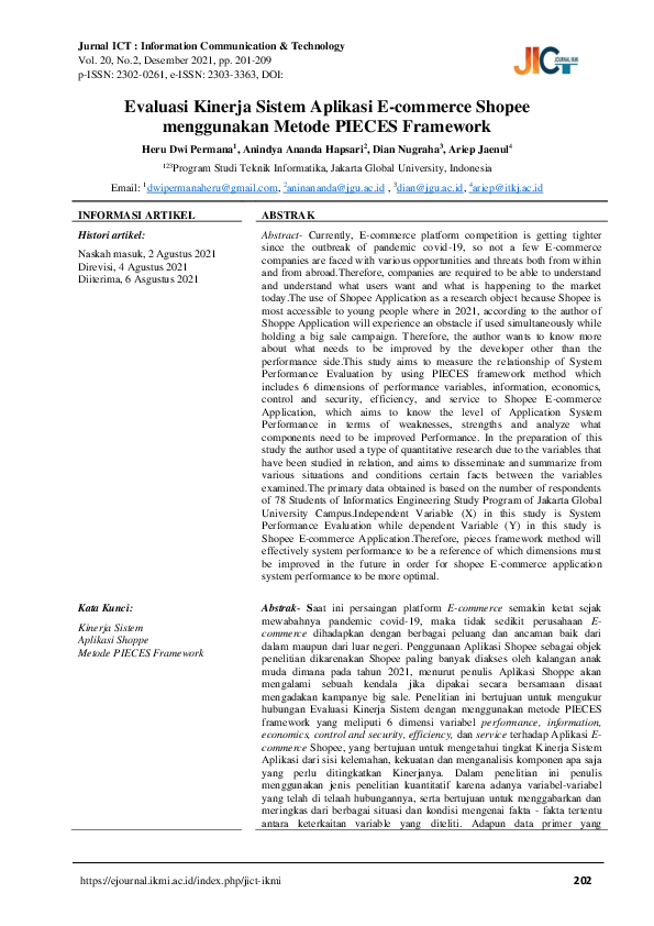 (PDF) Evaluasi Kinerja Sistem Aplikasi E-commerce Shopee menggunakan ...