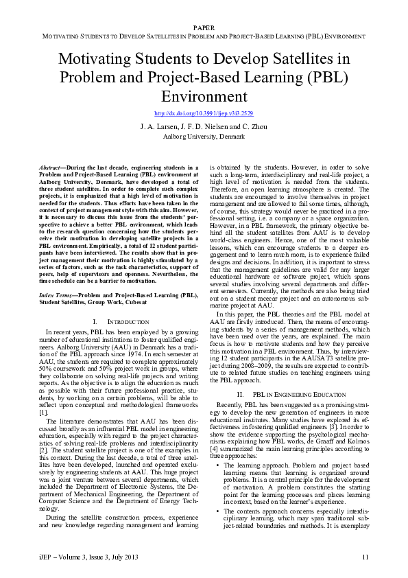 (PDF) Motivating Students to Develop Satellites in Problem and Project ...