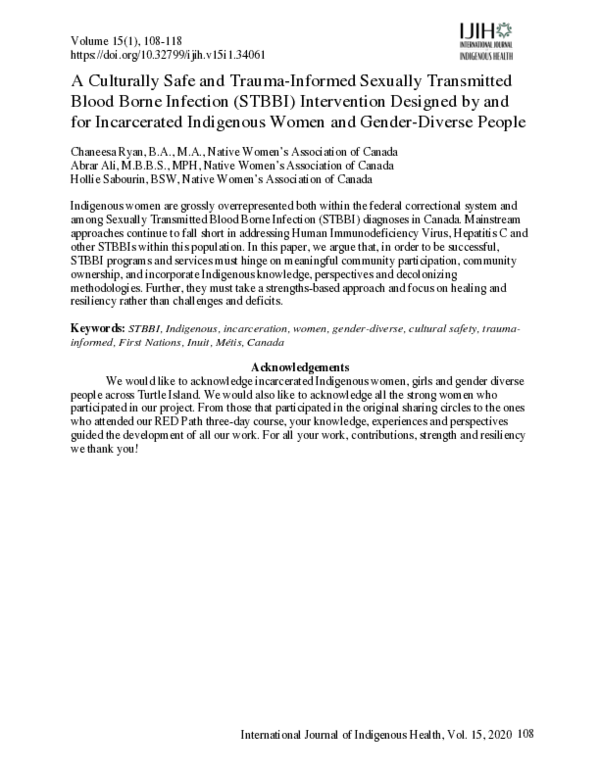 (PDF) A Culturally Safe and Trauma-Informed Sexually Transmitted Blood ...