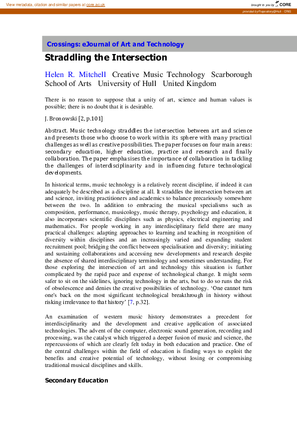 (PDF) Straddling the intersection