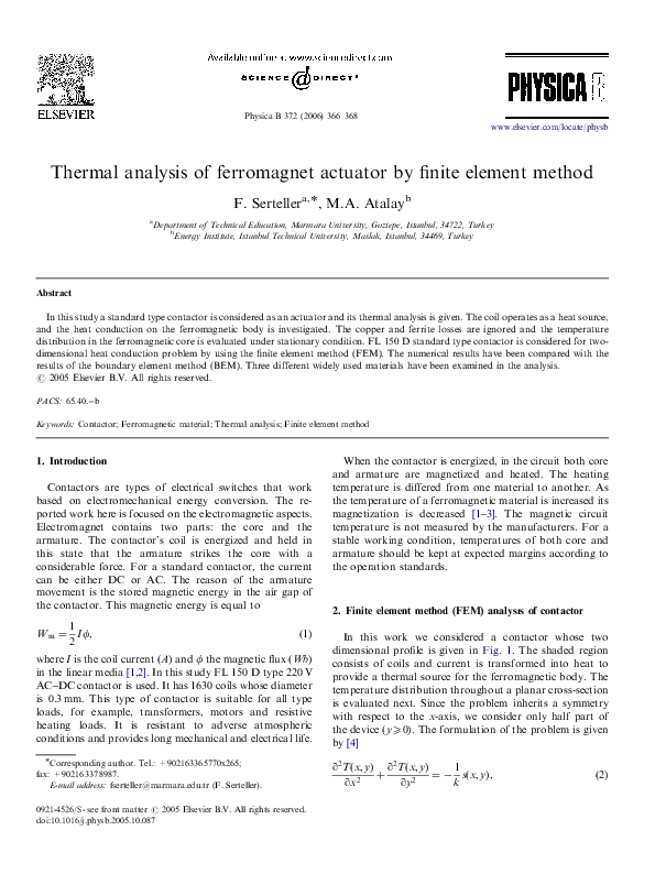(PDF) Thermal analysis of ferromagnet actuator by finite element method
